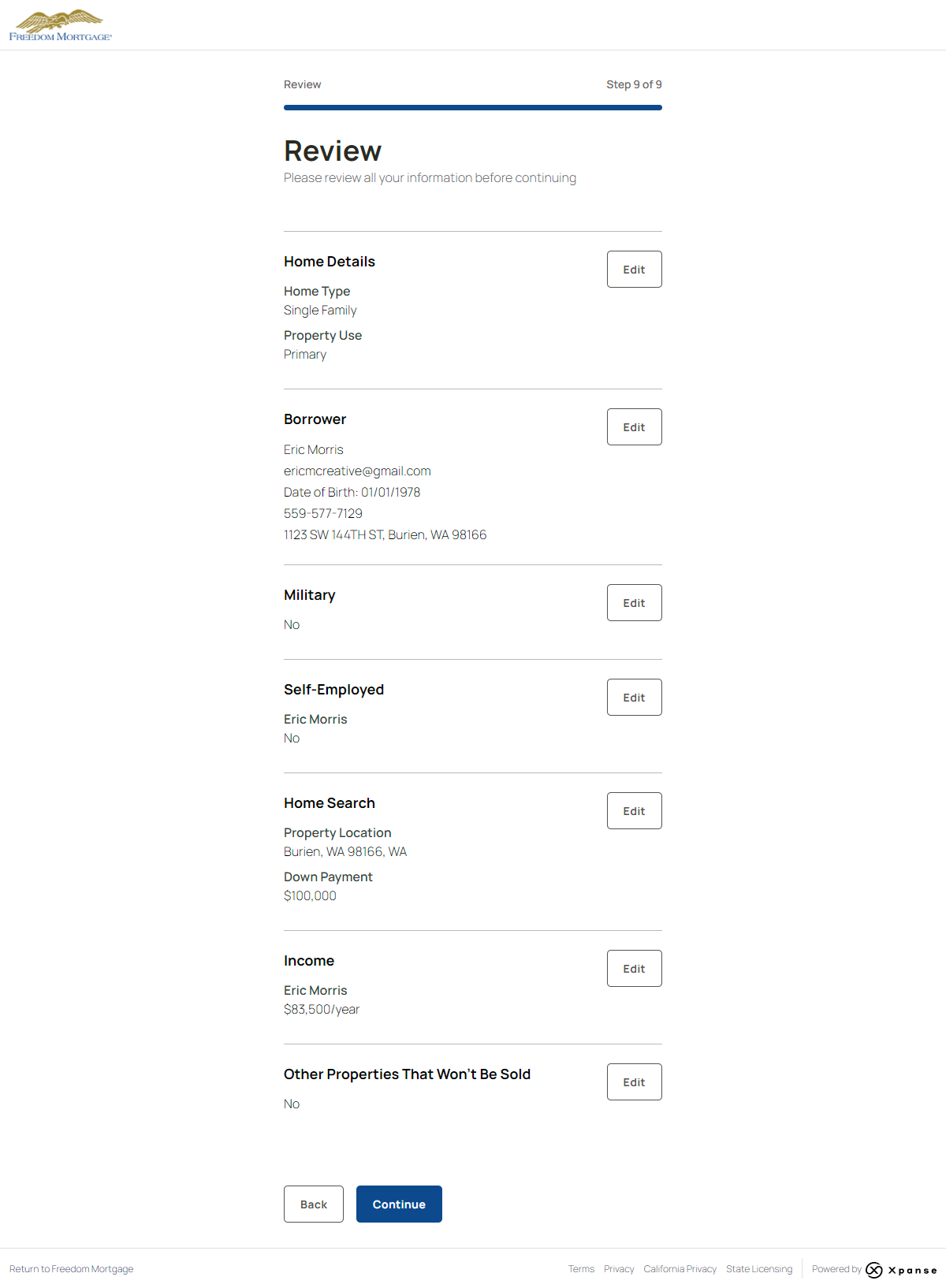 Prequalification Digital Mortgage Application - Eric M Creative